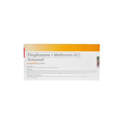 ACTOSMET Pioglitazone Hydrochloride / Metformin Hydrochloride 15mg ...
